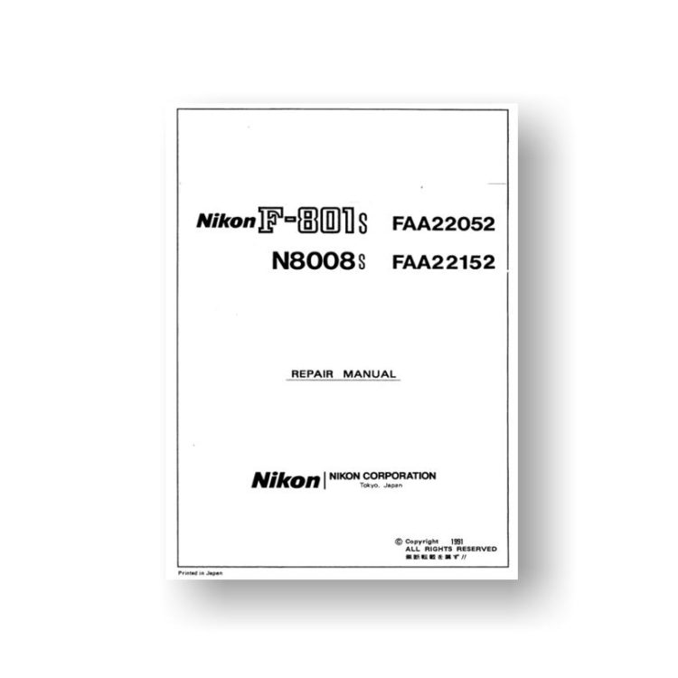 Nikon N8008s Repair Manual Parts List Download | USCamera parts plus.