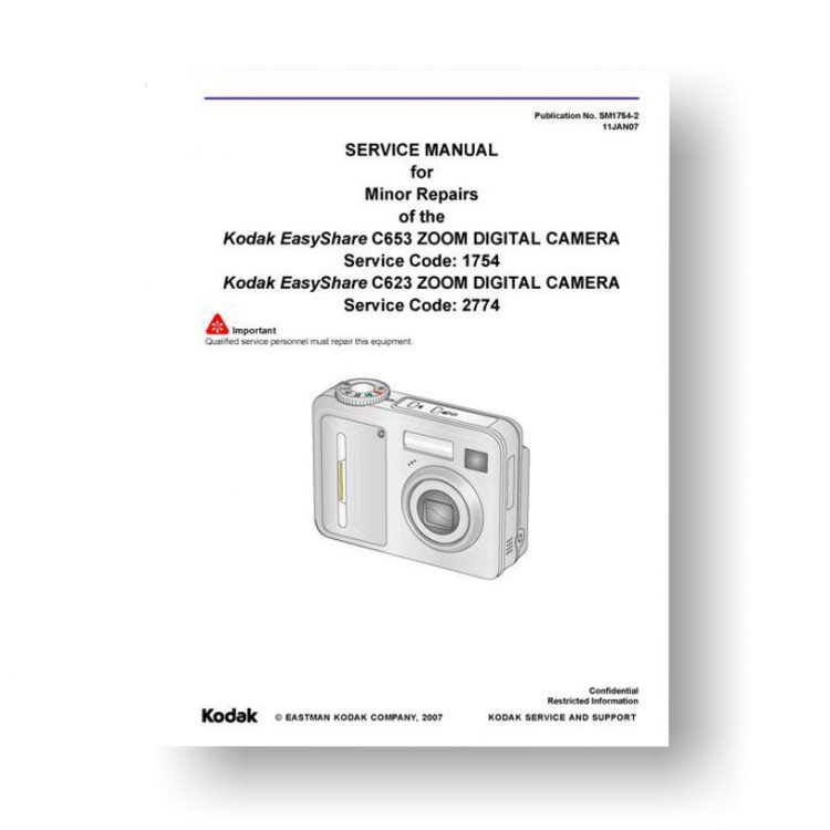 Kodak SM1754 Service Manual Easyshare C633 C653 | USCamera Kodak