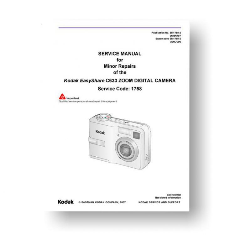 Kodak C633 Service Manual | Easyshare C633 | USCamera Kodak