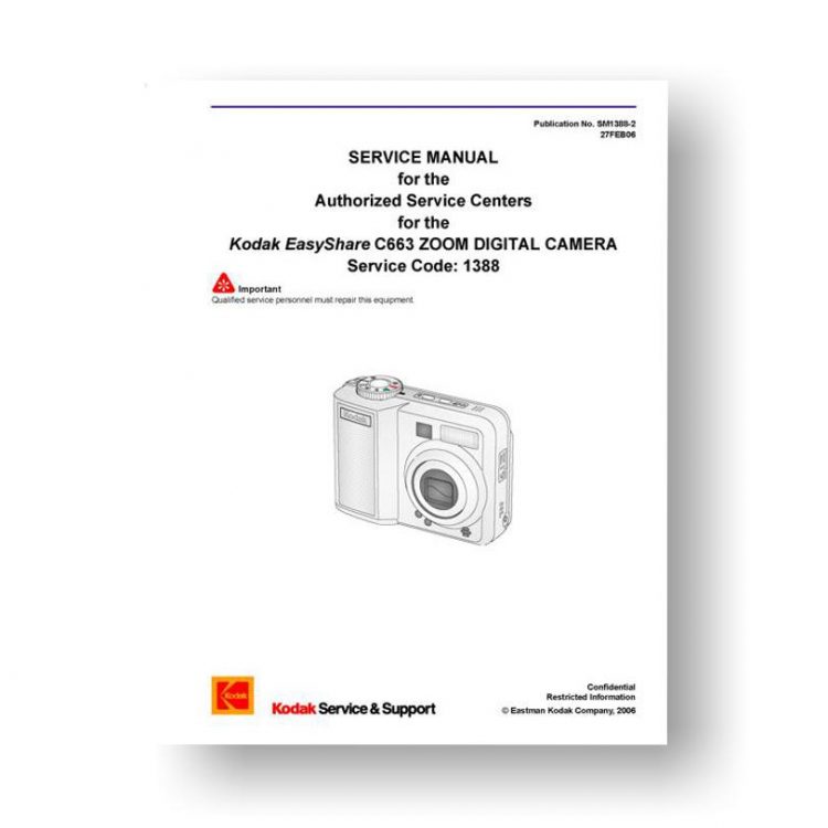 Kodak C663 Service Manual Parts List | Easyshare C663 | Kodak Cameras