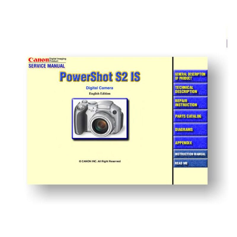Canon S2IS Service Manual Part Catalog Powershot | USCamera ...