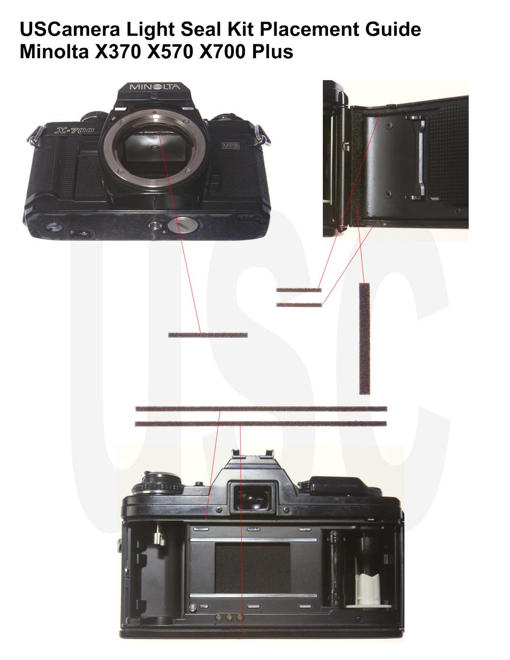 Minolta X700 Light Seal Placement Guide | USCamera Light Seals