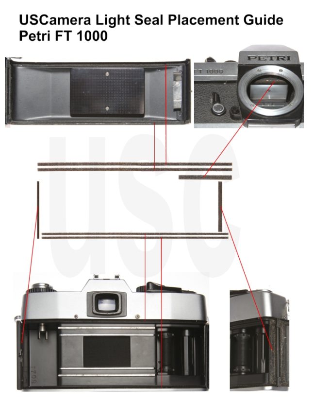 Petri FT 1000 Light Seal Placement Guide | USCamera Light Seals