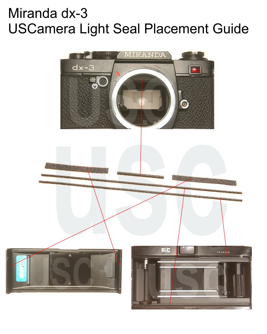 Miranda dx-3 Light Seal Placement Guide | USCamera Light Seals