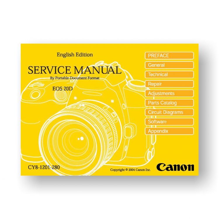 Canon 20D Service Manual Parts List | USCamera Canon Service Manuals