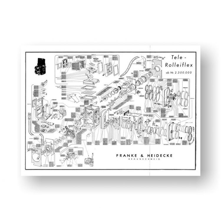 Tele-Rolleiflex Exploded View | TLR Camera | High-Resolution Original