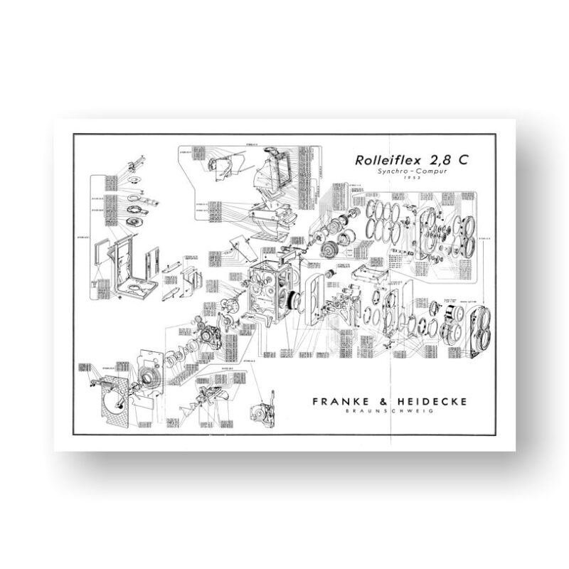Rolleiflex 2.8C Exploded View TLR Film Camera | High-Resolution Original