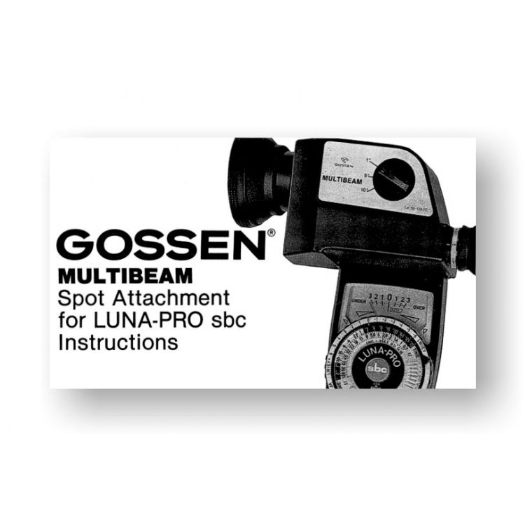 Gossen Multibeam Spot Attachment Owners Manual | USCamera Downloads