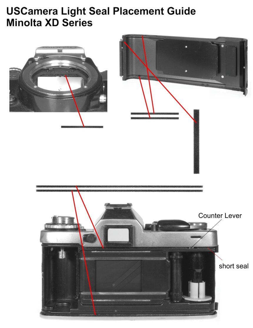 Minolta XD Placement Guide | XD XD-5 XD-7 XD-11 Light Seal Kits