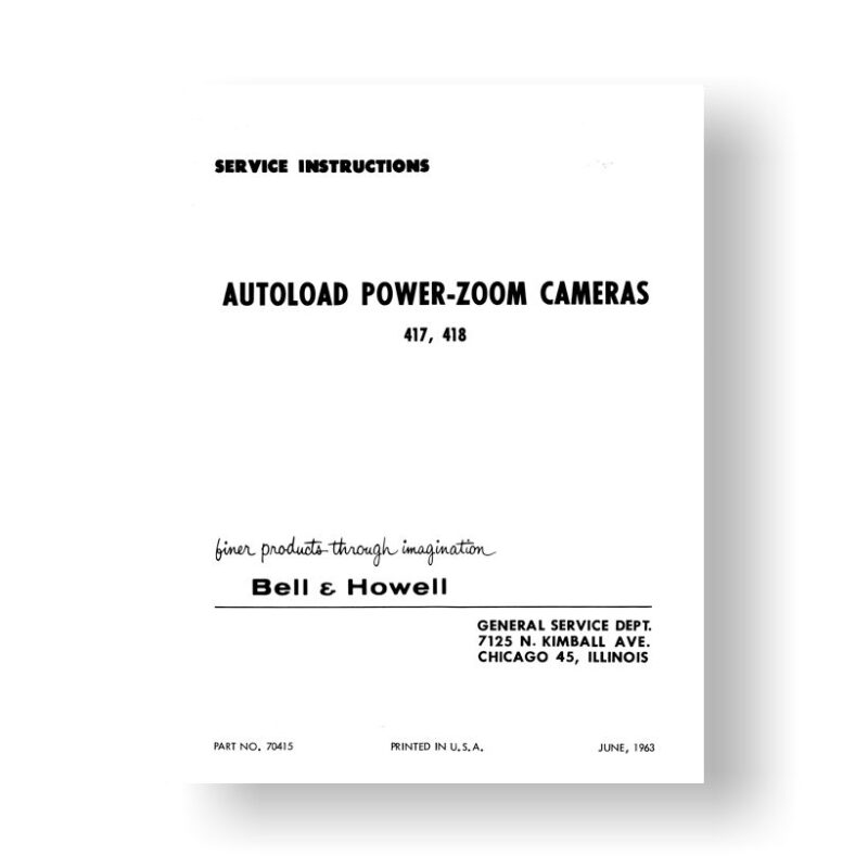 Bell & Howell 417 - 418 Service Instructions Parts List | USCamera