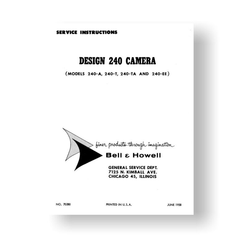 Bell & Howell 240 Service Instructions- Parts Catalog | USCamera